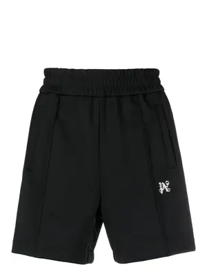 Palm Angels Monogram-embroidered Track Shorts - Black