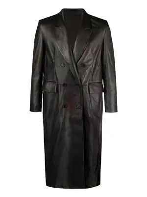 SALVATORE SANTORO Double-breasted Leather Coat - Black