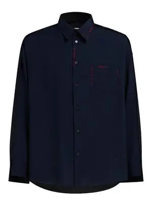 Marni Panelled Virgin-wool Shirt - Blue