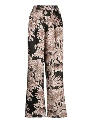 Biyan Floral-print Silk Palazzo Trousers - Brown