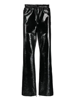 COURREGES High-shine Straight-leg Trousers - Black