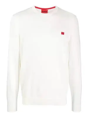 Hugo Logo-patch Cotton Jumper - White