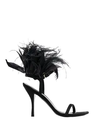 STUART WEITZMAN Stuart Weitzman Plume 100 Feather-Trimmed Sandals