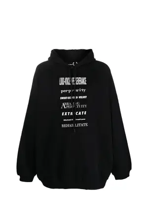 Raf Simons X Fred Perry Slogan-patches Cotton Hoodie - Black