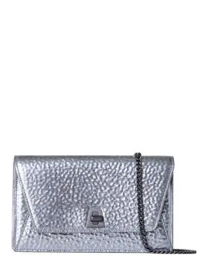 Akris Anouk Metallic Leather Wallet On Chain - 801 Inox
