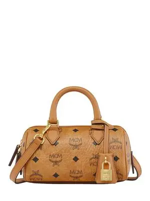 Mcm Ella Boston Bag In Visetos - Black