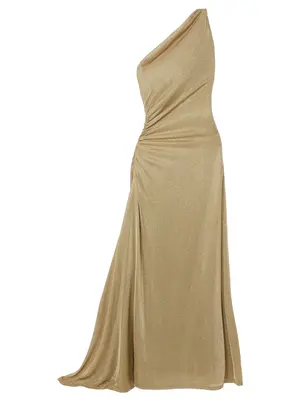 Tove Vivien One-shoulder Metallic Maxi Dress - Gold