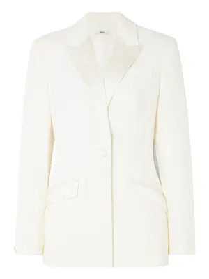 Safiyaa Arlene Satin-trimmed Stretch-crepe Blazer - White