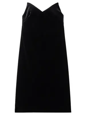 Loewe Cotton-blend Velvet Strapless Midi Dress - Black