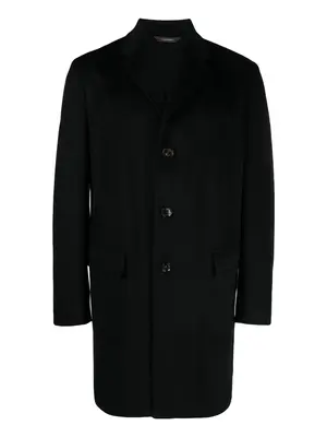 Colombo Notched-collar Single-breasted Coat - Black