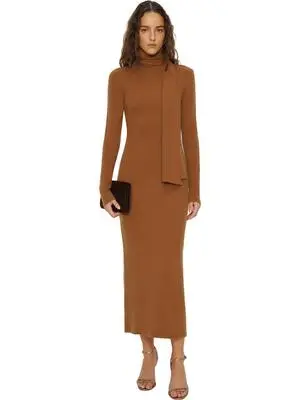 REFORMATION Azure Knit Midi Dress Brown