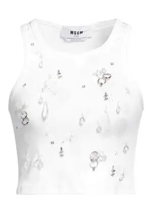 MSGM Appliquéd Crop Top - White