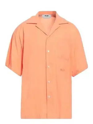 MSGM Man Shirt Salmon Pink Size 16 Viscose, Polyester Pink