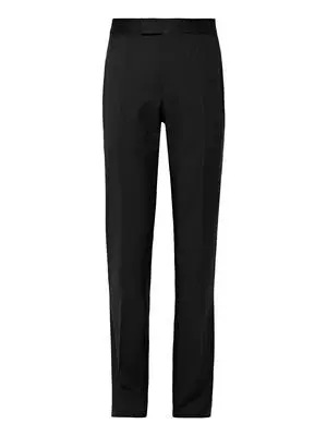 Zegna Straight-leg Satin-trimmed Wool And Mohair-blend Tuxedo Trousers - Black