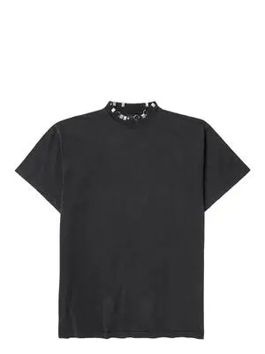 Balenciaga Oversized Embellished Cotton-jersey T-shirt - Black