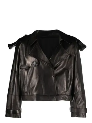 SALVATORE SANTORO Notched-lapels Leather Jacket - Black