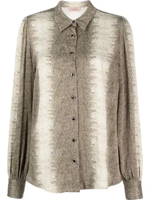 TWINSET Lizard Skin Effect Button-up Shirt - Neutrals