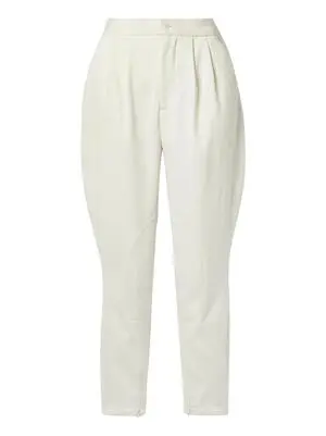 Ralph Lauren Pleated Tapered Cotton And Wool-blend Twill Trousers - Ivory