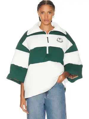 Moncler X Palm Angels Zip Up Cardigan - Green White Stripe