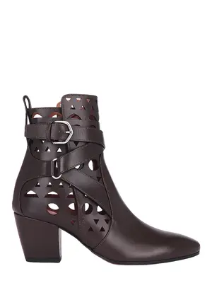 Alaïa Perforated Ankle Boots - Marron Fonce