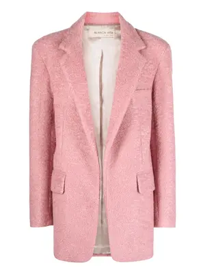 BLANCA VITA Notched-lapels Textured Blazer - Pink