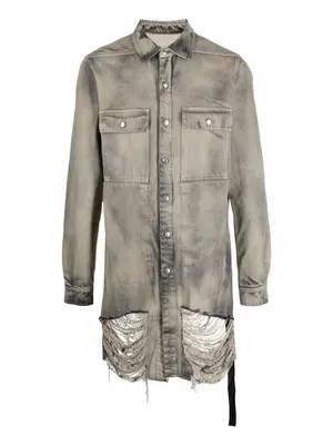Rick Owens Frayed Distressed-effect Denim Jacket - Grey