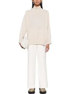 Lorena Antoniazzi Piped-trim Roll-neck Jumper - Neutrals