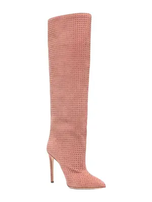 Paris Texas Holly 105mm Embellished Suede Boots - Pink