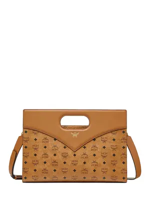 Mcm Visetos Leather Mix Diamond Bag - Cognac
