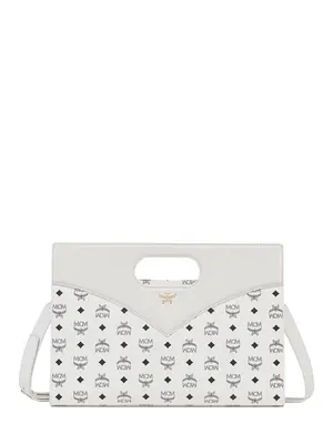 Mcm Visetos Leather Mix Diamond Bag - White