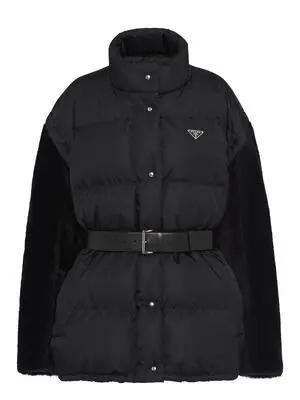 Prada Technical Re-Nylon Down Jacket In Black | Editorialist