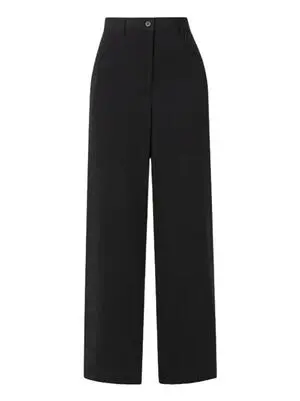 Matteau Net Sustain Wool-blend Crepe Straight-leg Trousers - Black