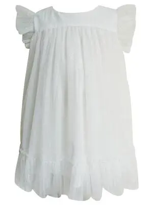 POPATU Ruffle Sleeve Glitter Tulle Dress - White