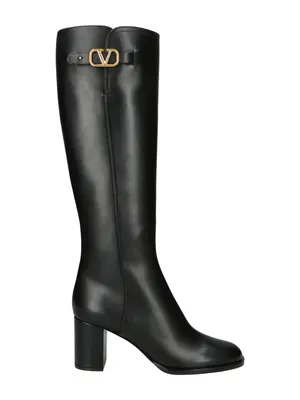 Valentino Garavani Leather Vlogo Knee-high Boots 70 - Black