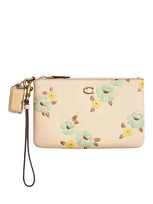 Coach Restored Small Floral Print Wristlet - Brass/ivory Multi