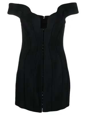MUGLER Wavy-detail Corset Minidress - Black