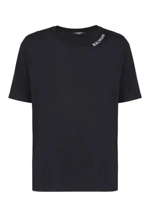 Balmain Logo-embroidered Cotton T-shirt - Black