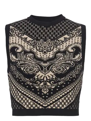 Balmain Intarsia-knit Crop Top - Black