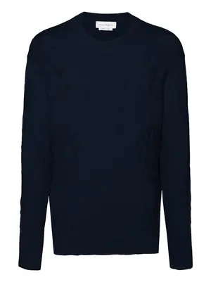 Alexander McQueen Alexander McQueen Skull-Textured Knit Sweater Blue