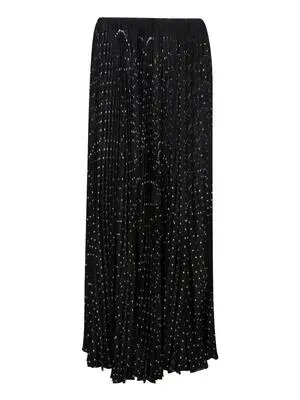 Saint Laurent Polka-dot Pleated Midi Skirt - Black