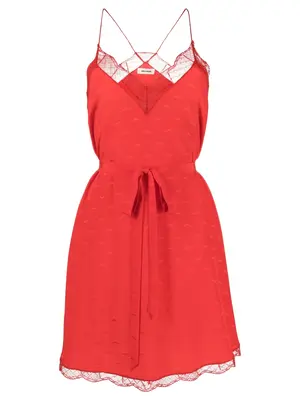 Zadig&Voltaire Christy Jac Wings-motif Lace-trim Silk Dress - Red