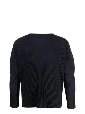 Issey Miyake Plissé-effect Long-sleeve T-shirt - Blue