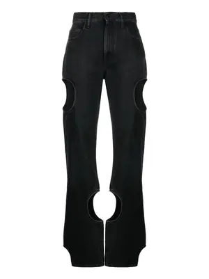 Off-White Cut-out Straight-leg Jeans - Black