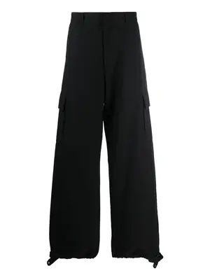 Off-White Wide-leg Wool-blend Trousers - Black