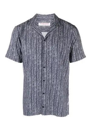 Orlebar Brown Wave-print Short-sleeve Shirt - Blue