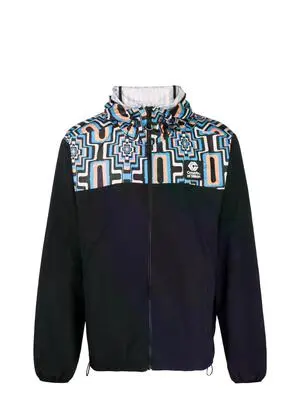 COUNTY OF MILAN Cross-print Panelled Hooded Windbreaker - Multicolour