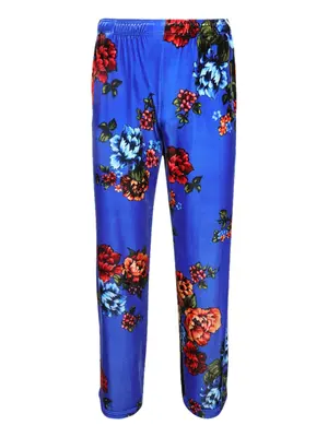 Vetements Floral-print Velvet Track Pants - Blue