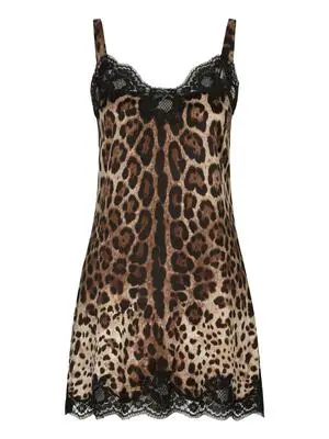 Dolce & Gabbana Leopard-print Lace-detail Camisole - Neutrals