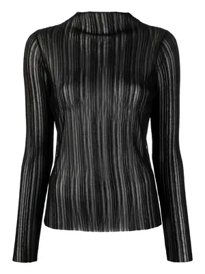 ANINE BING Amy Ribbed-knit Top - Black