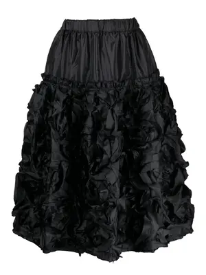 Comme Des Garçons Ruched Flared Midi Skirt - Black